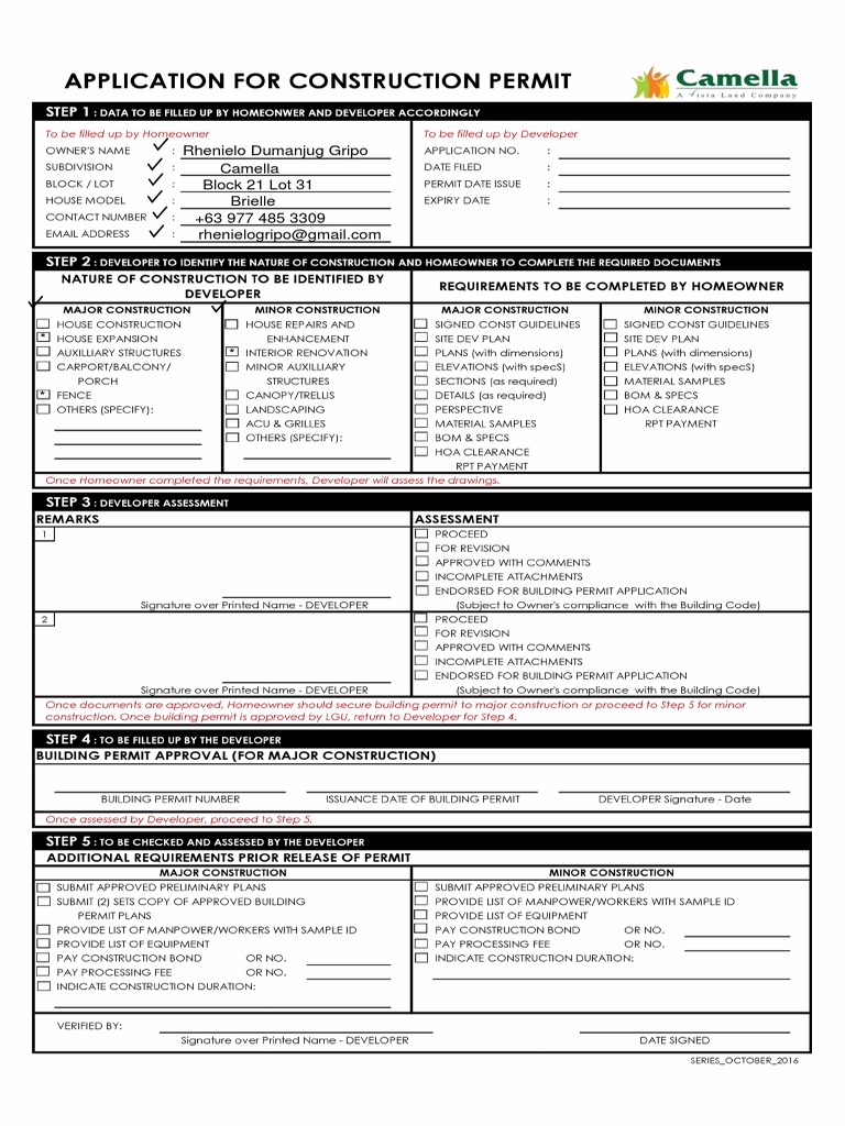 Application For Renovation Form | PDF | Architect | Plumbing