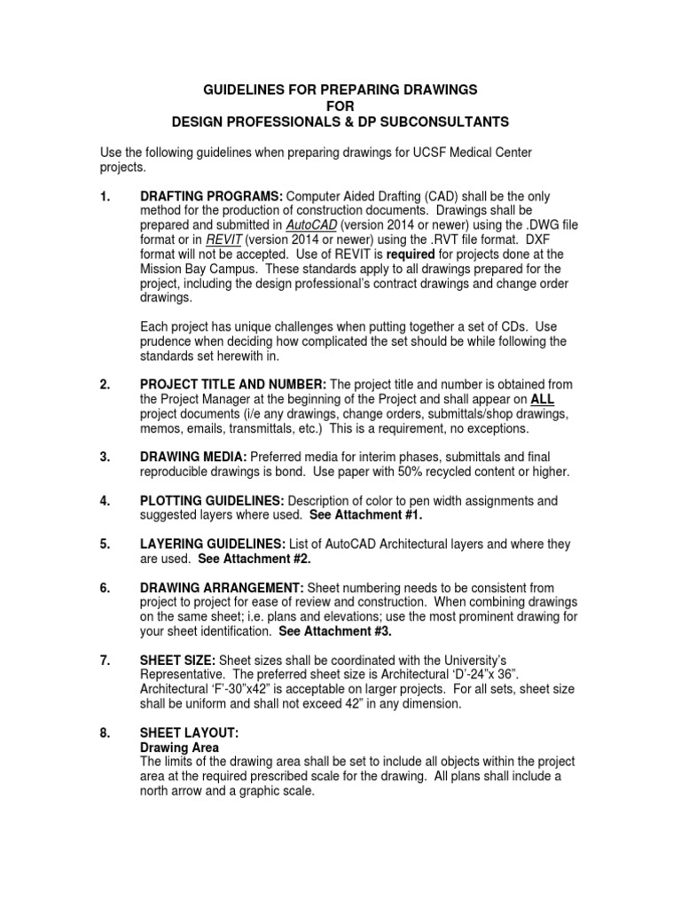 Drawing Guidelines Ucsf | Download Free PDF | Auto Cad
