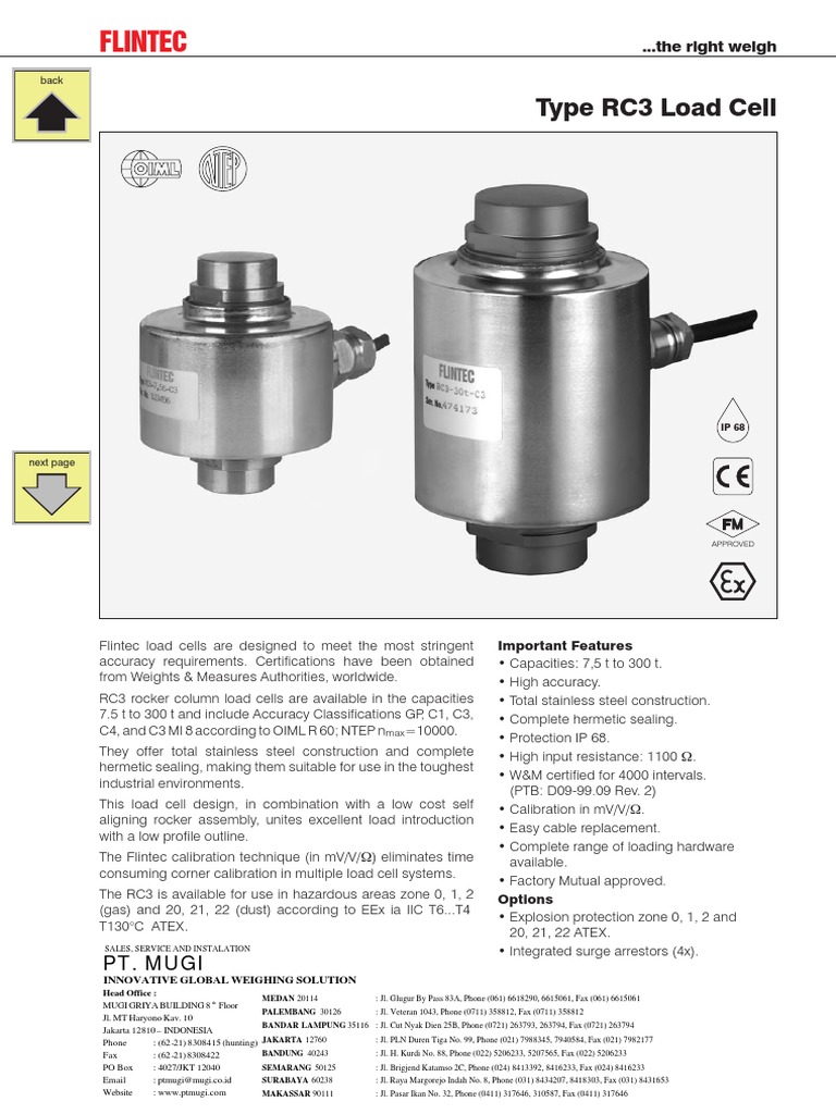 Flintec: Type RC3 Load Cell | PDF | Electrical Engineering ...