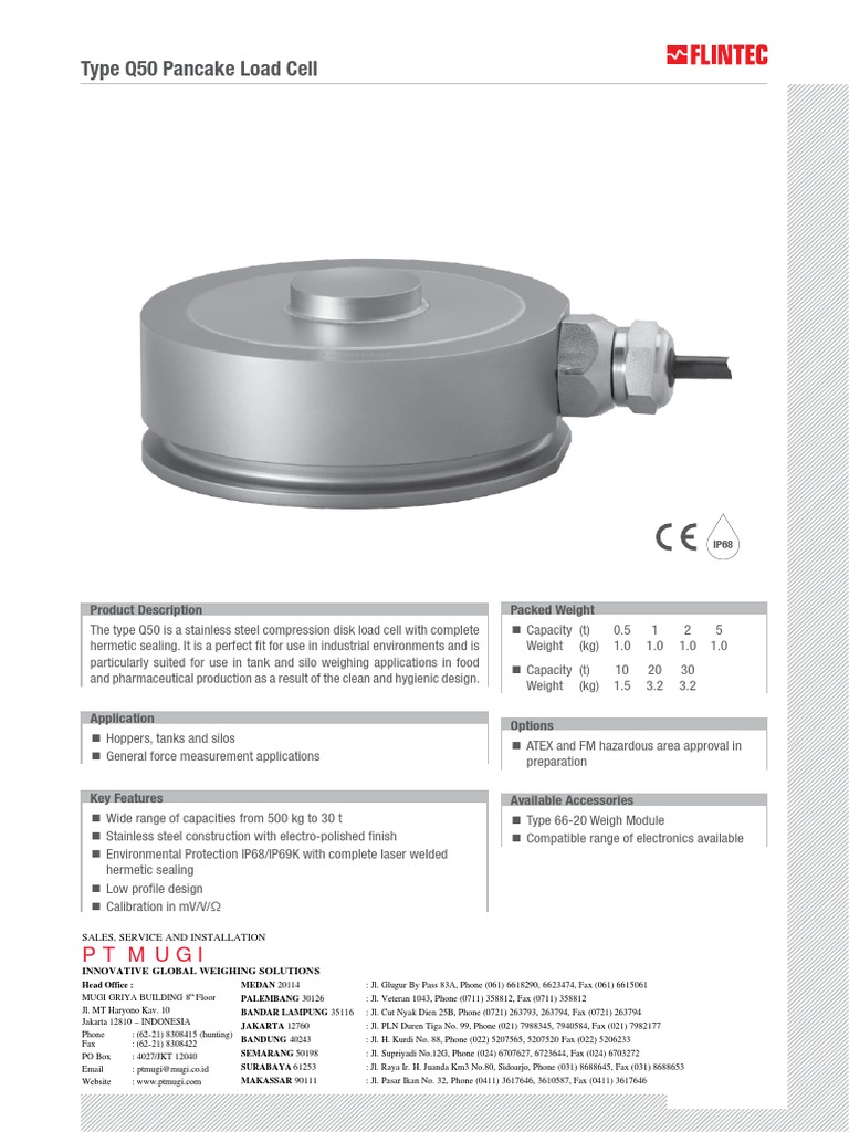 Q50 Pancake Load Cell Brosur | PDF | Manufactured Goods | Electrical ...