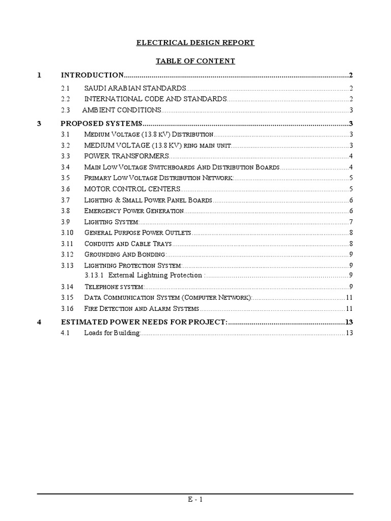 Design CRITERIA Report SAUD | PDF | Transformer | Lighting