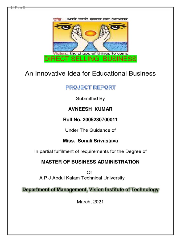 Mba Mini Project Report | PDF | Multi Level Marketing | Marketing