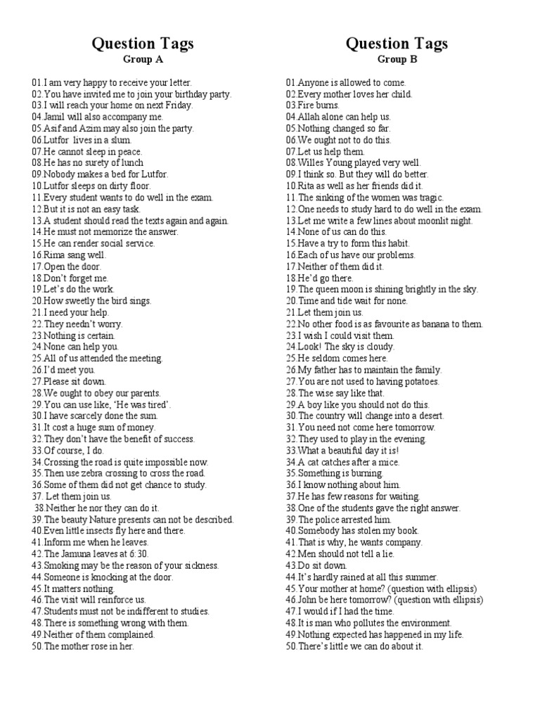 Understanding Question Tags in English | PDF