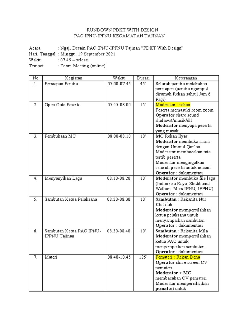 Rundown Ngaji Design | PDF