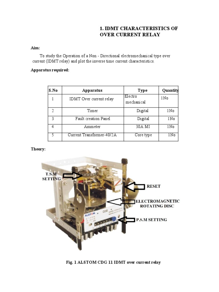 Idmt Characteristics of Over Current Relay | Download Free PDF | Relay ...
