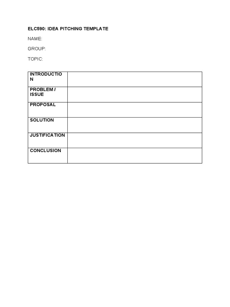 Muhd Amirul Hakim Sabri - Elc590 - Idea Pitching Template | PDF ...