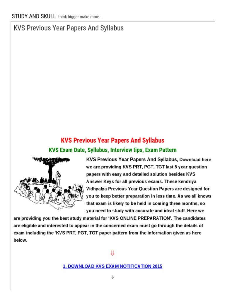 KVS Previous Year Papers & Syllabus Guide | PDF | Test (Assessment ...