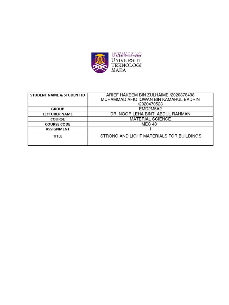 Arief & Afiq Emd2m5a2 Asg 1 Mec 481 | PDF | Strength Of Materials ...