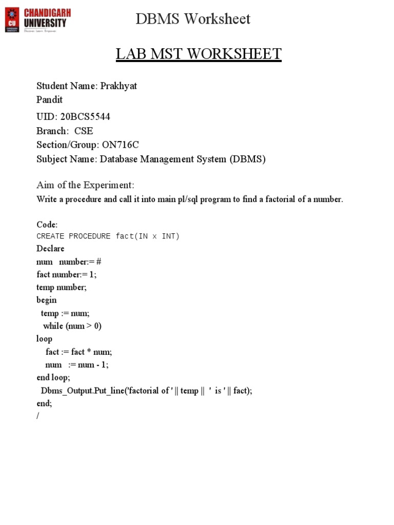 LAB MST Worksheet | PDF