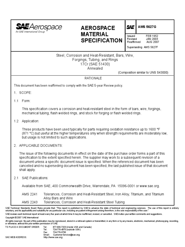 Aerospace Material Specification | PDF | Steel | Pipe (Fluid Conveyance)