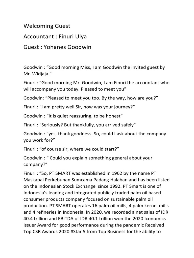 Welcoming Guest Accountant: Finuri Ulya Guest: Yohanes Goodwin | PDF ...