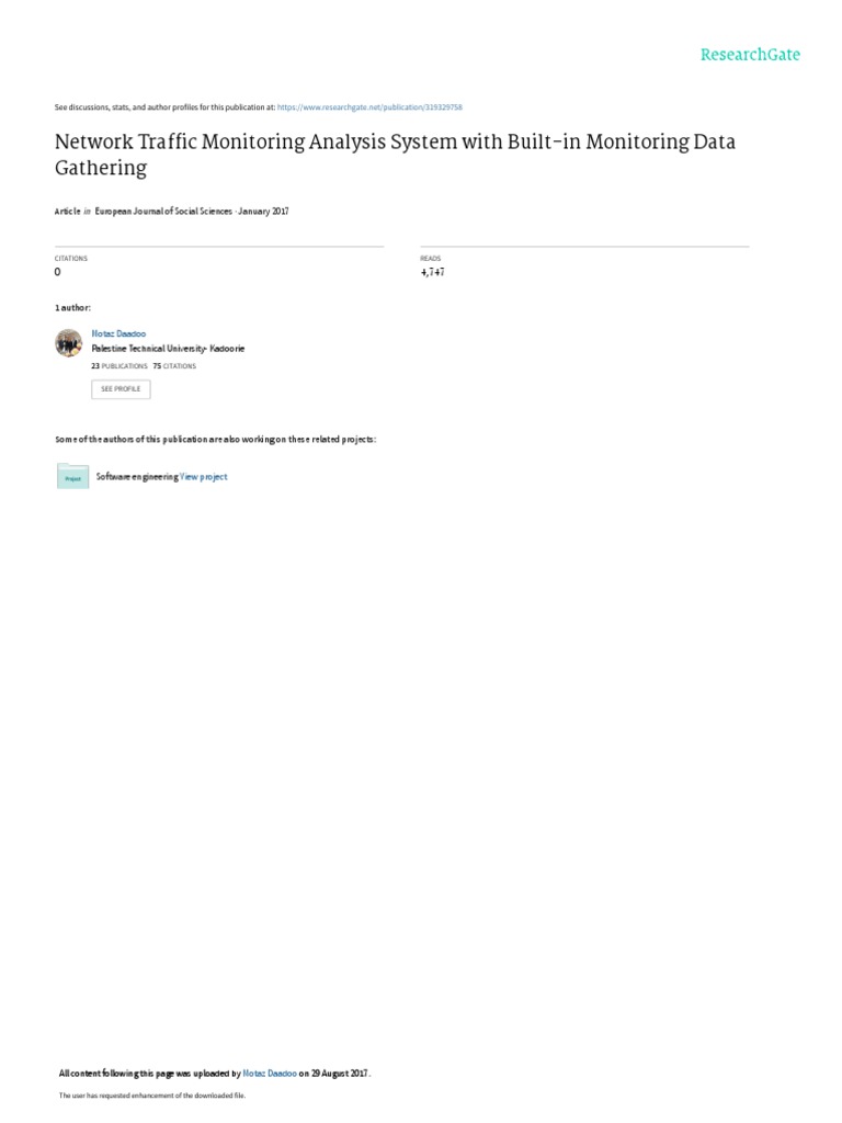 Work Traffic Monitoring Analysis System | PDF | Computer Network | Server (Computing)