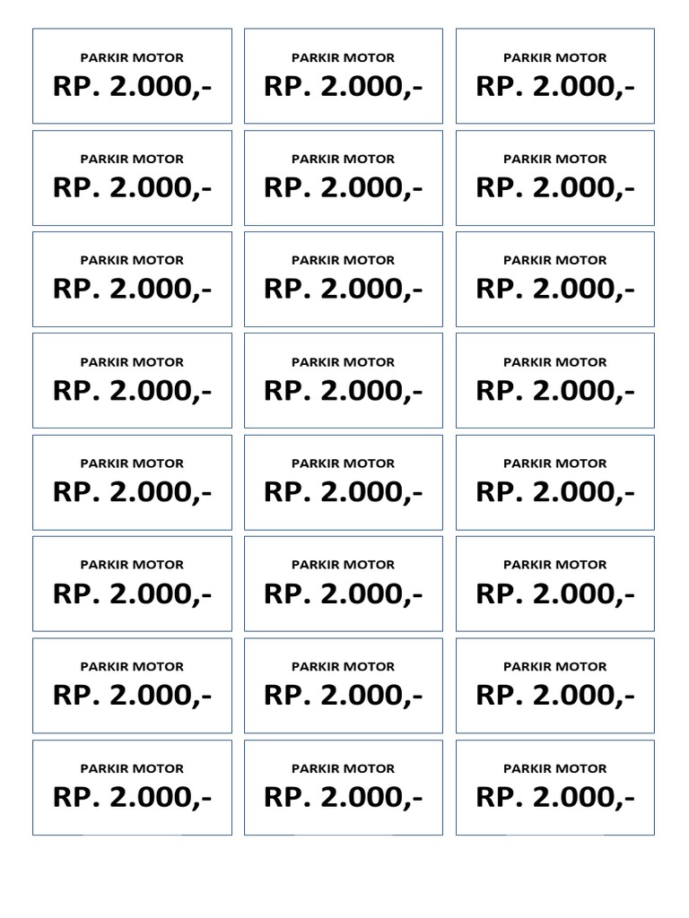 Karcis Parkir Motor | PDF