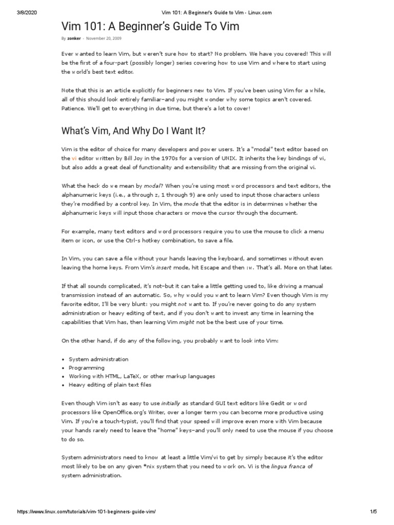 Vim 101 - A Beginner's Guide To Vim | PDF | Software Engineering | Software