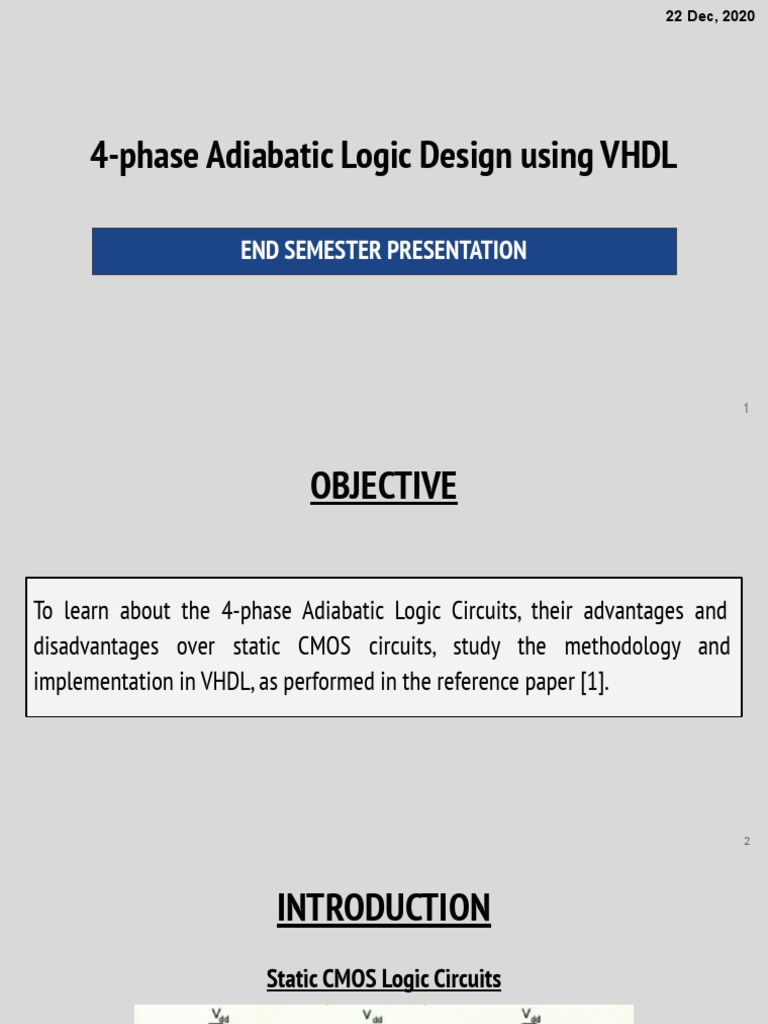 4-Phase Adiabatic Logic Design VHDL | PDF | Cmos | Electronic Circuits