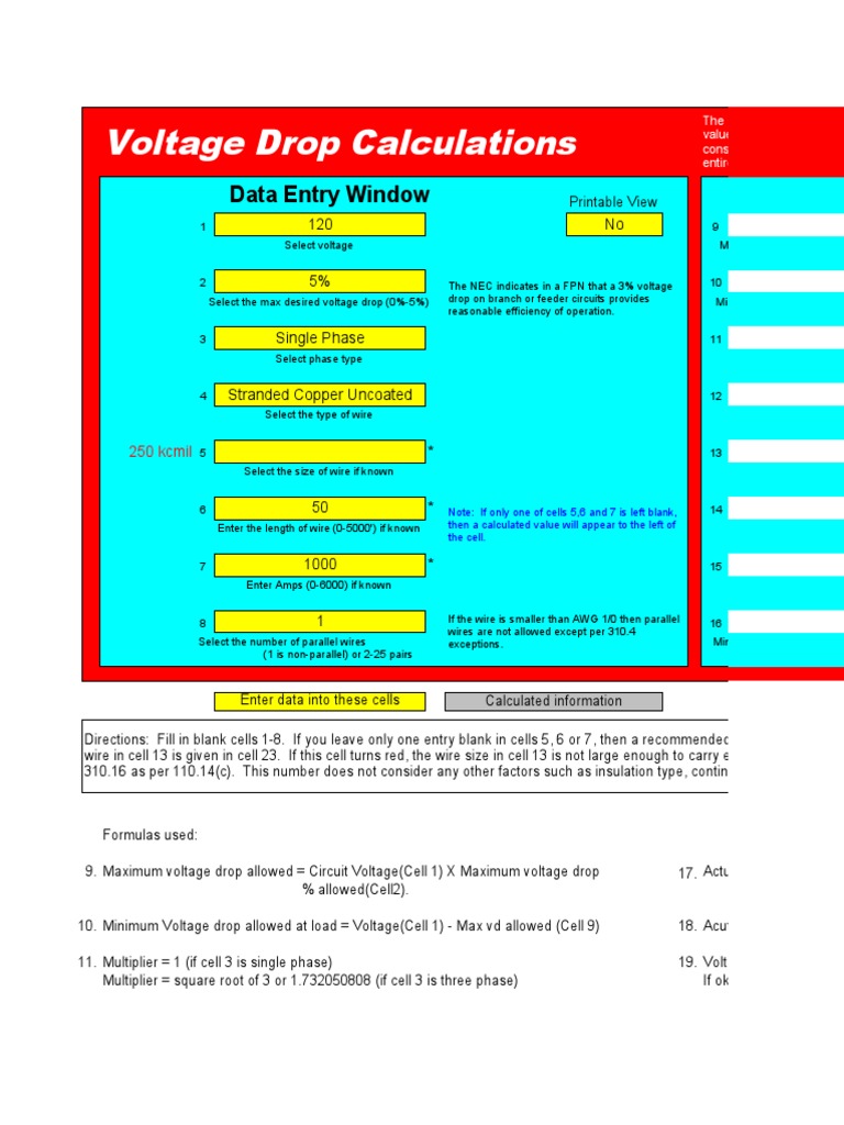 Voltage Drop Calculations by Bill Bamford | PDF | Electrical Wiring ...