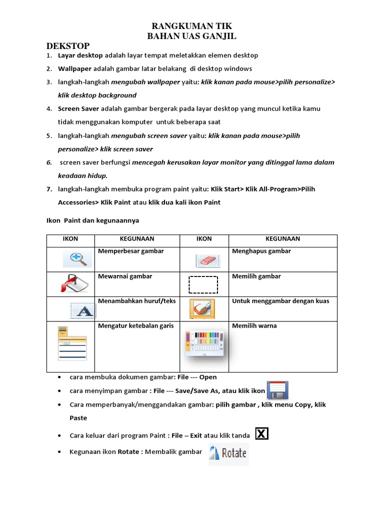 RANGKUMAN Uas TIK KLS.3A2-dikonversi | PDF