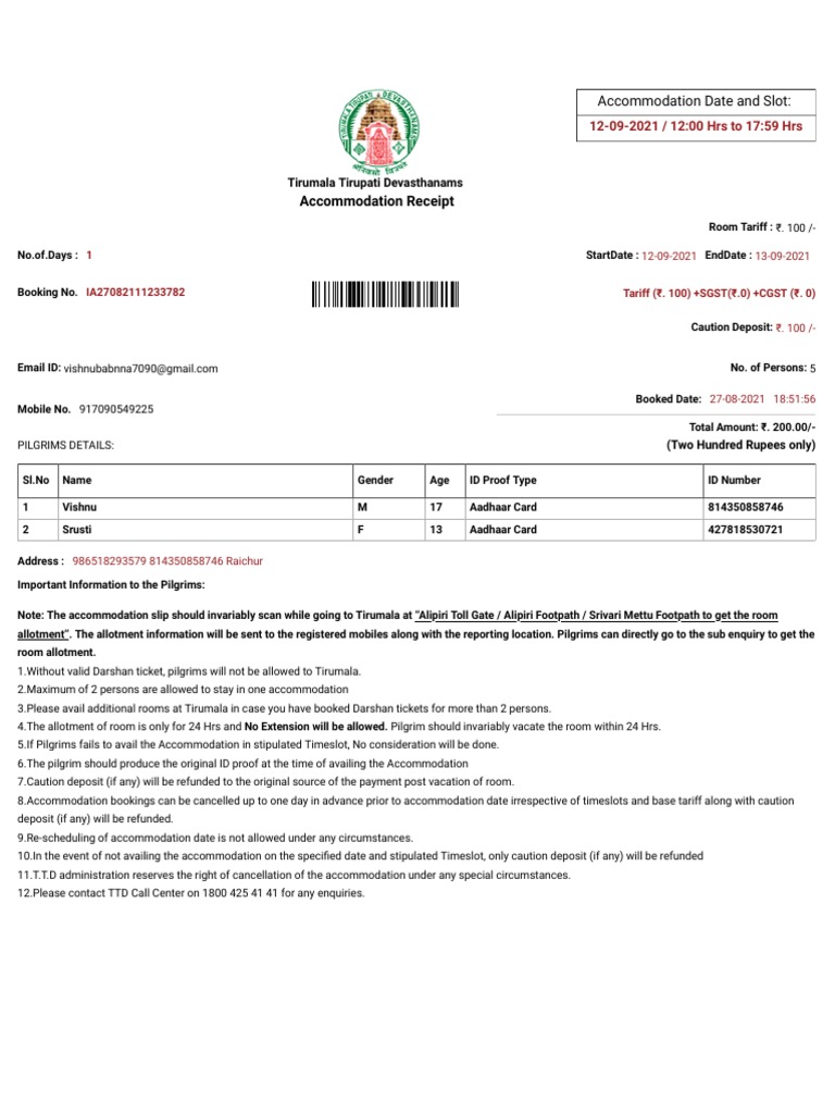Tirumala Tirupati Devasthanams (Official Booking Portal) 2 | PDF ...