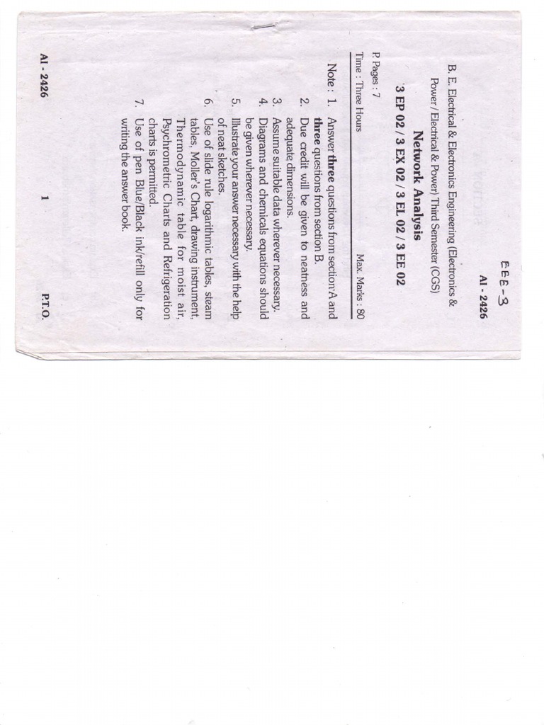 SGBAU Network Analysis Question Paper Winter 2014 | PDF