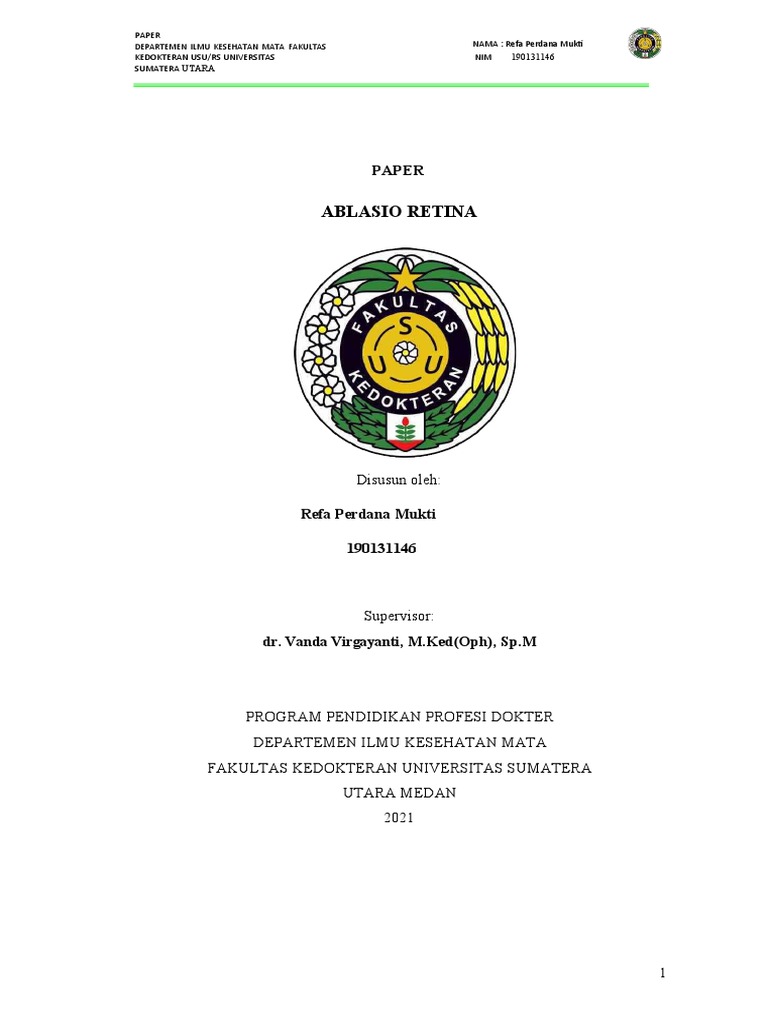PAPER Ablasio Retina Refa Perdana Mukti 190131146 | PDF | Sains ...