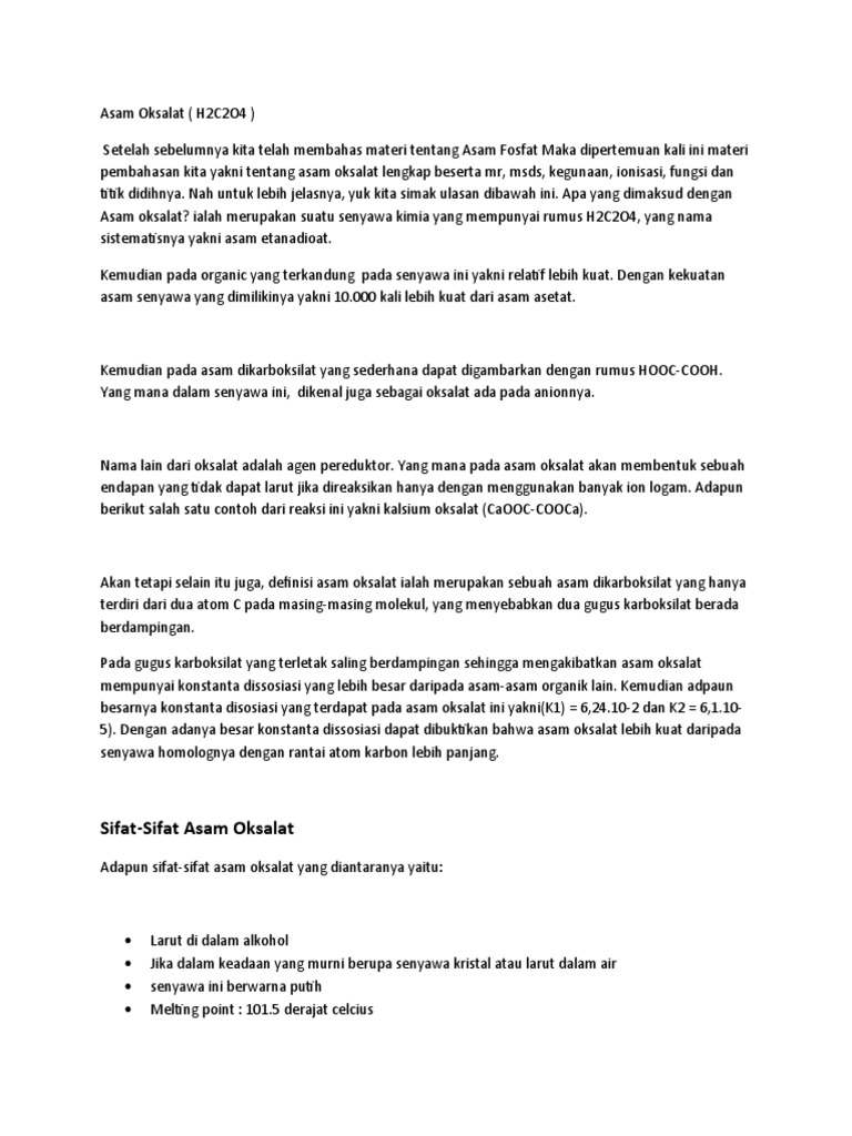 Asam Oksalat - MSDS - TUGAS - K3 | PDF