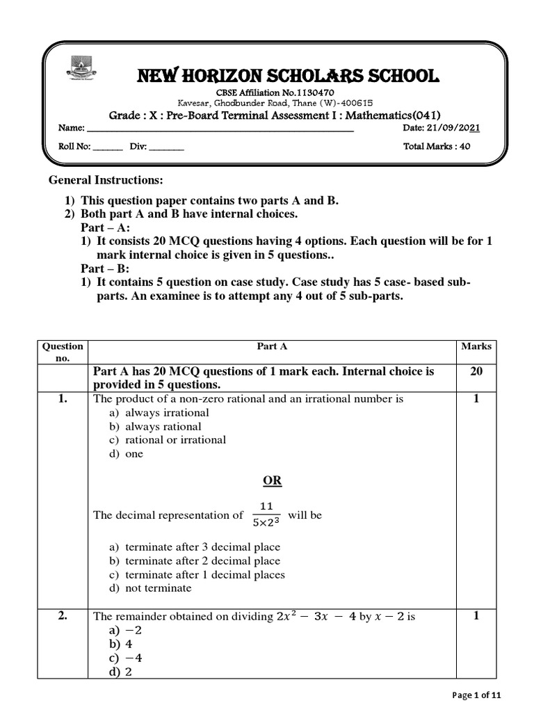I Am Sharing 'Grade 10 Term 1 - Mathematics' With You | PDF ...