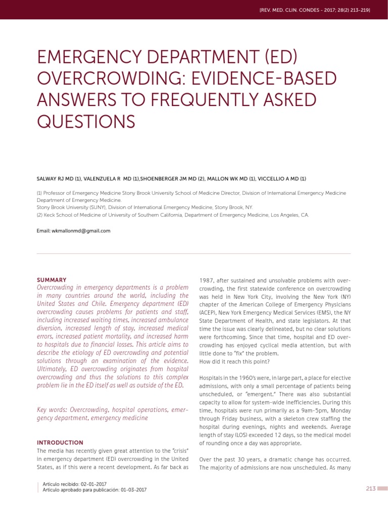 Emergency Department (Ed) Overcrowding: Evidence-Based Answers To ...