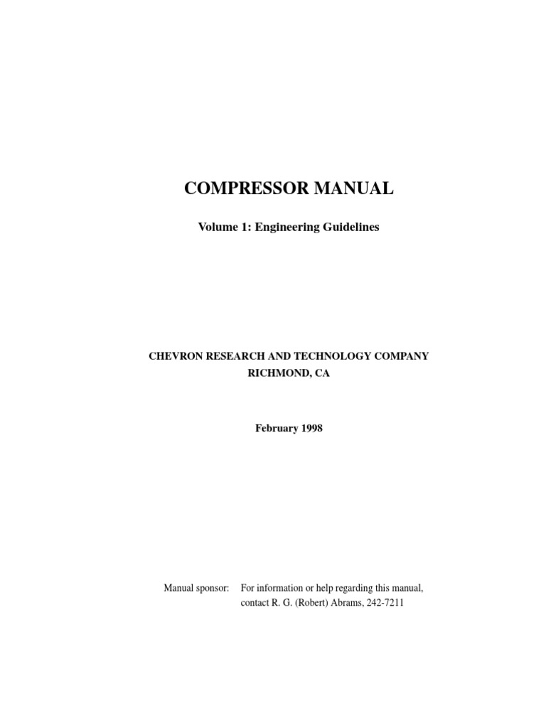 Compressor Manual: Volume 1: Engineering Guidelines | PDF | Gases | Pump