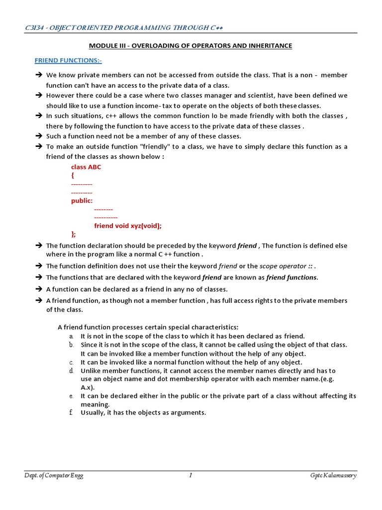 C3134 - Oops Notes - Module Iii | Download Free PDF | Subroutine | C++ C3134 - Oops Notes - Module Iii | Download Free PDF | Subroutine | C++