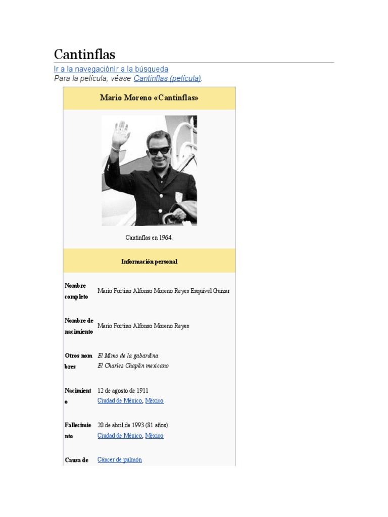Biografía de Mario Moreno "Cantinflas" | PDF | Arte | Historia