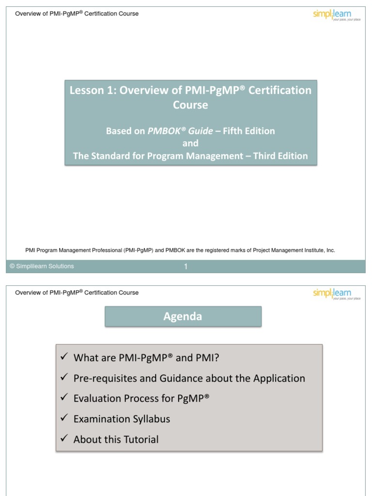 Lesson 1 - PMI PGMP Prep Overview v1 | PDF | Test (Assessment ...