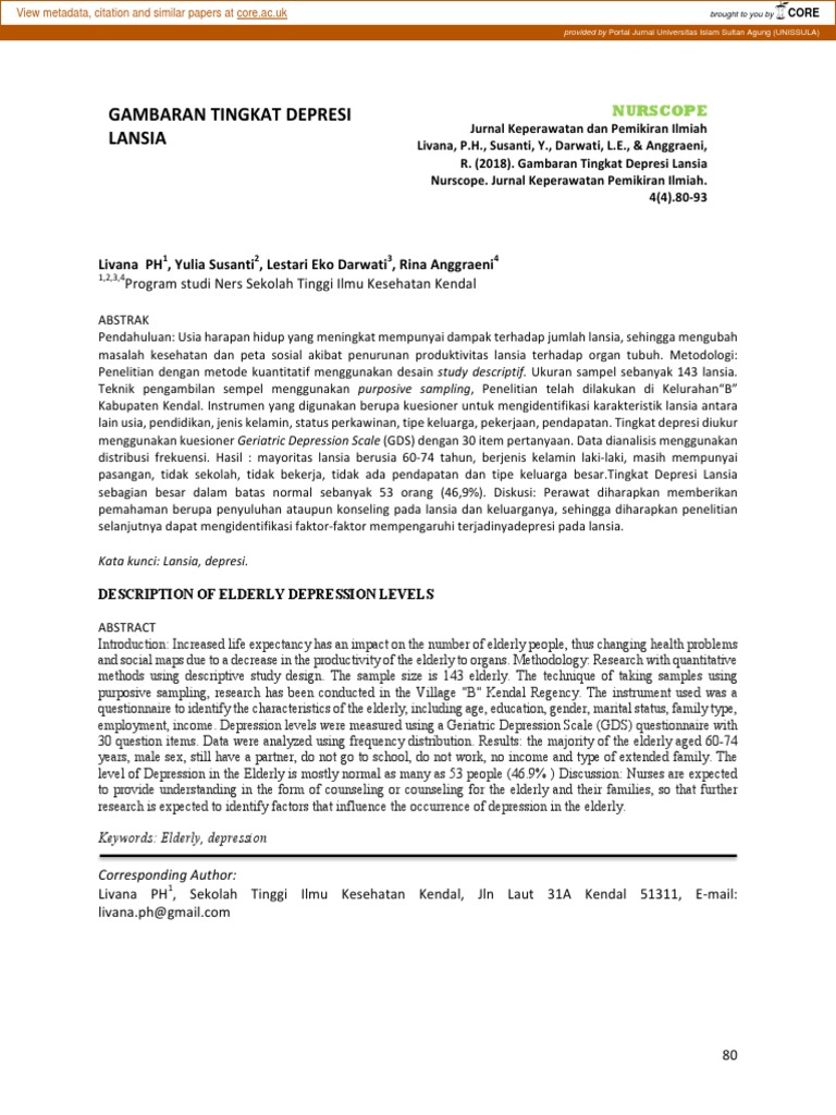 Gambaran Tingkat Depresi Lansia | PDF