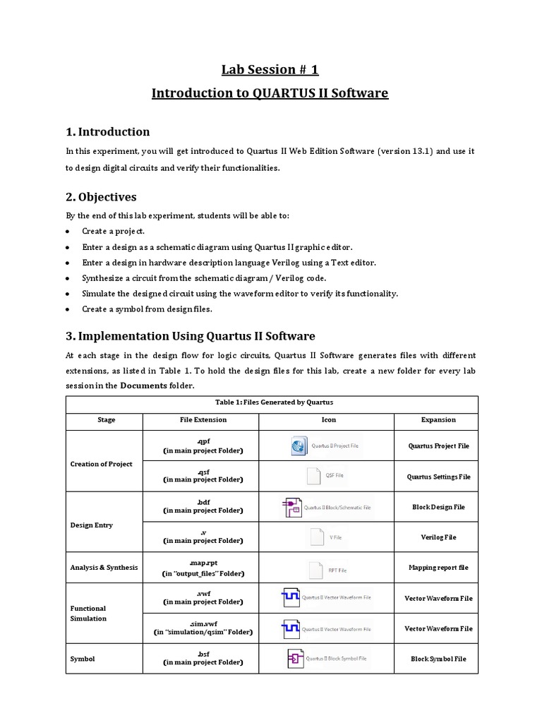 Lab Session # 1 Introduction To QUARTUS II Software | PDF | Hardware Description Language | Software