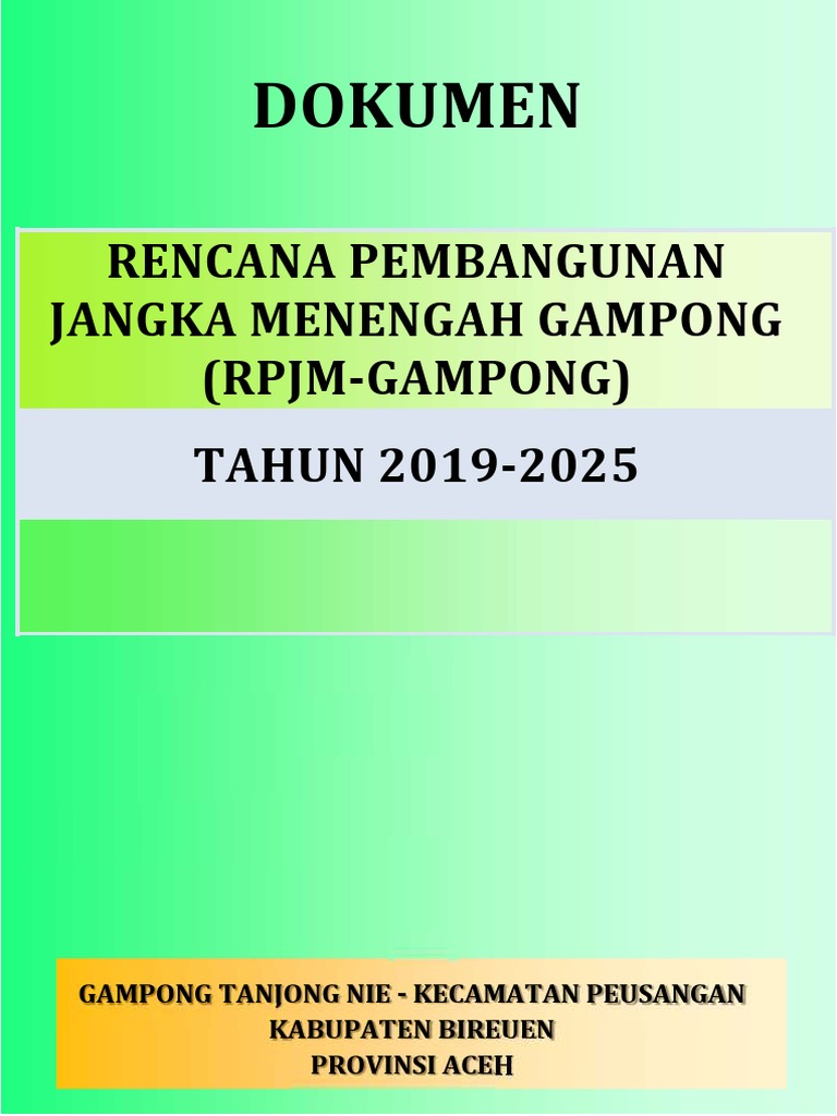 RPJM Gampong Tanjong Nie 2019-2025 | PDF | Ilmu Sosial | Teknologi ...