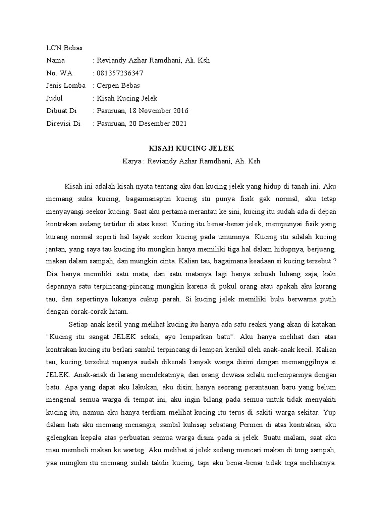 REVIANDY AZHAR RAMDHANI, Ah. KSH - KISAH KUCING JELEK | PDF