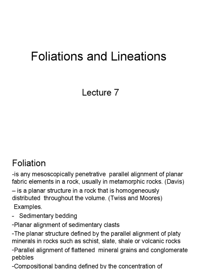 Foliation and Lineation in Geology | PDF | Sedimentary Rock | Rock ...