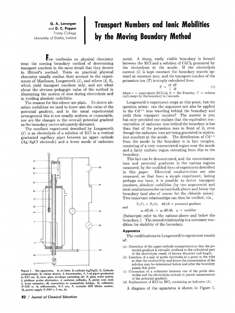 Lonergan, G. A., & Pepper, D. C. (1965) - Transport Numbers and Ionic ...