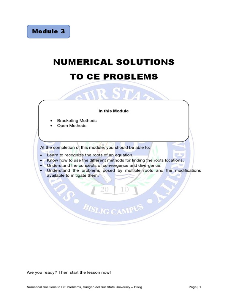 Module 3 - Roots of An Equation (Bracketing and Open Methods) | PDF | Numerical Analysis ...