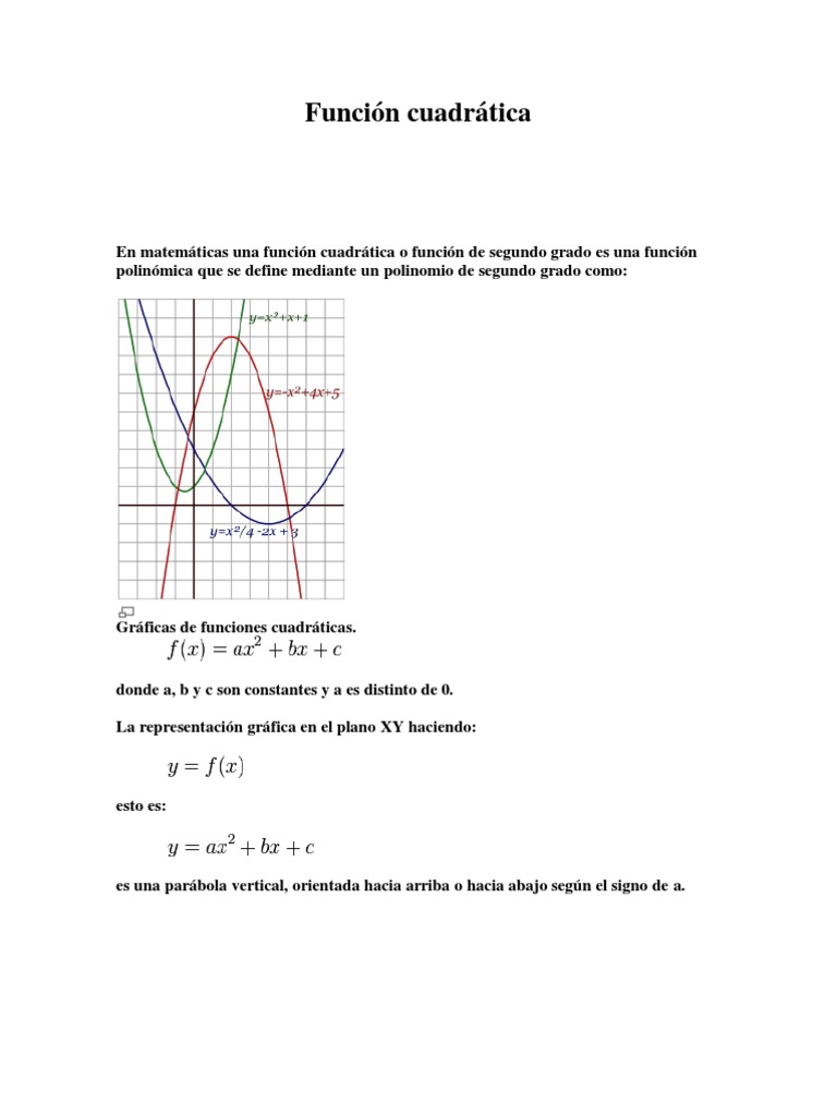 Función Cuadrática | PDF | Ecuación cuadrática | Conceptos matemáticos