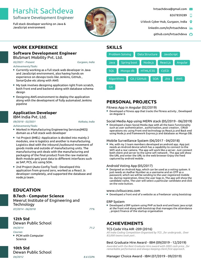 Harshit Sachdeva: Work Experience Skills | PDF | Application Software | Java Script