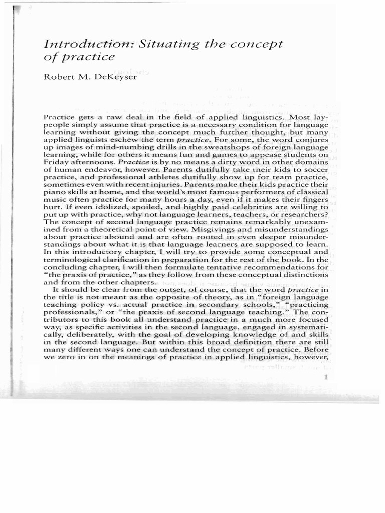DeKeyser, R. (2007) - Introduction - Situating The Concept of Practice ...