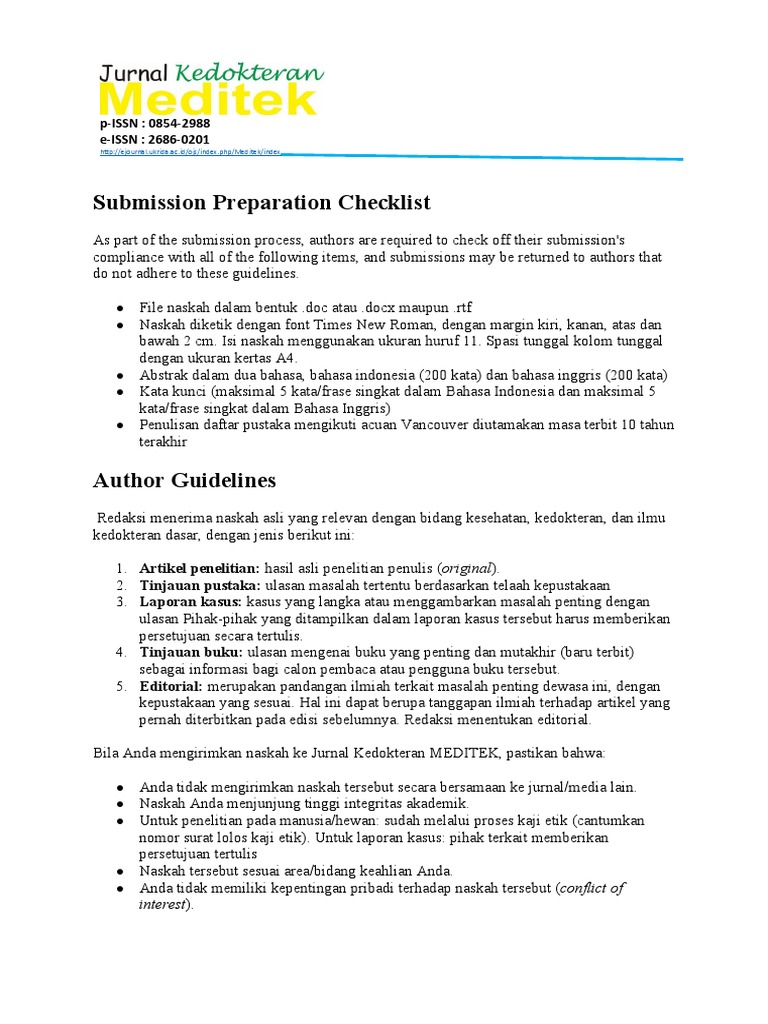 Submission Preparation Checklist Dan Author Guideline | PDF