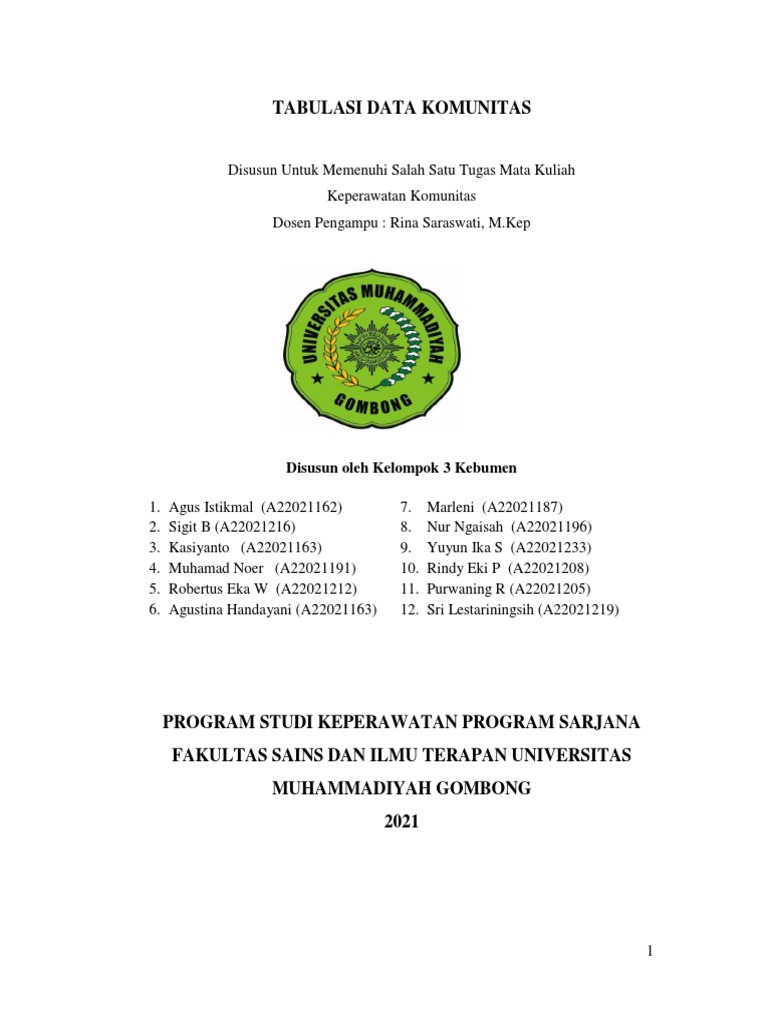 Tabulasi Data Komunitas | PDF | Kesehatan Holistik