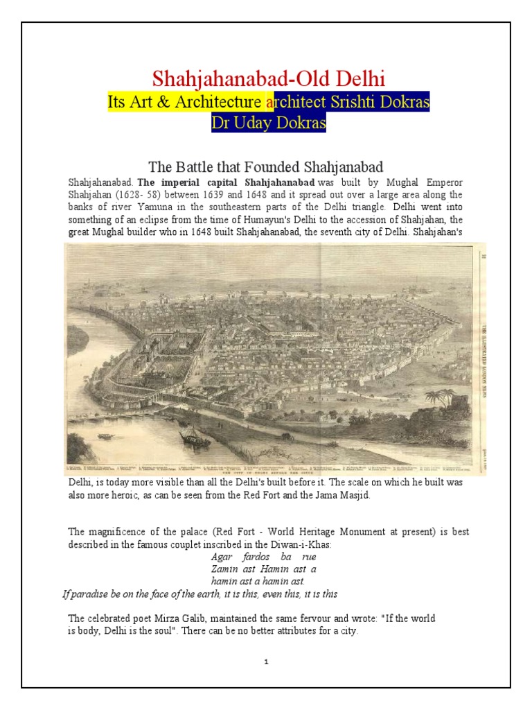 The Art and Architecture of Shahjahanabad | PDF | Delhi | Mughal Empire