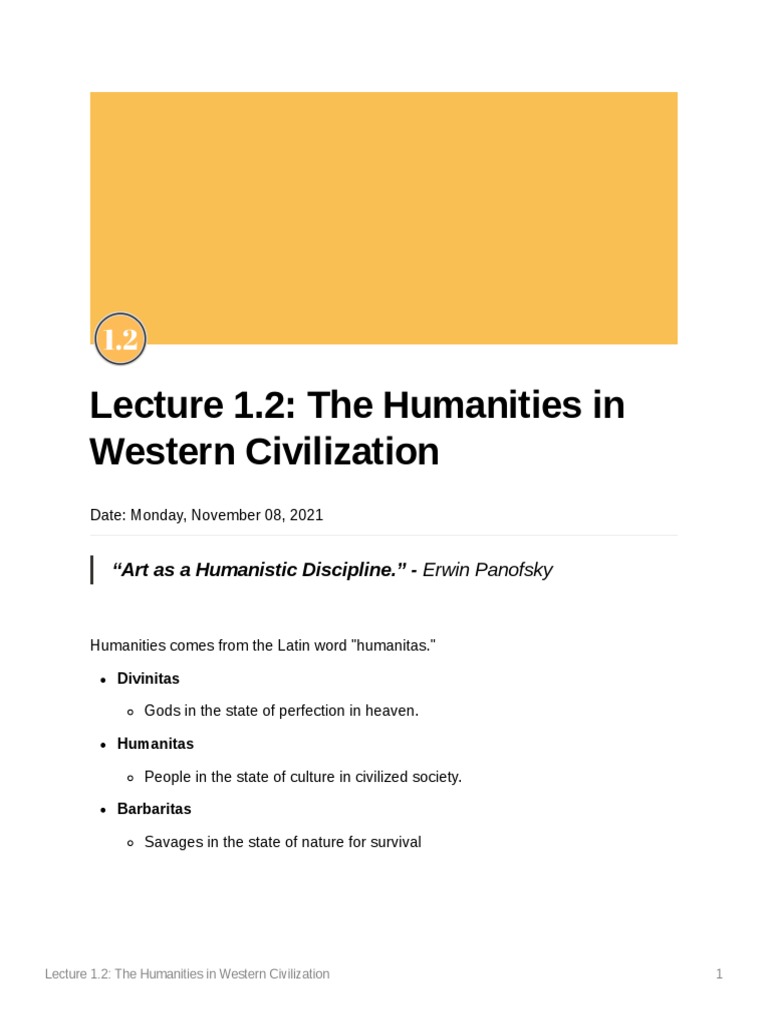 Lecture 1.2 The Humanities in Western Civilization | PDF | Sewing ...