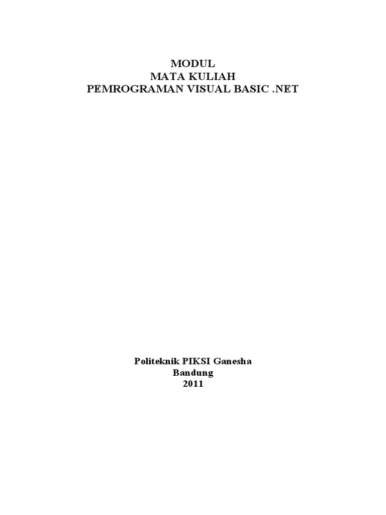 Modul Mata Kuliah Pemrograman Visual Bas | PDF