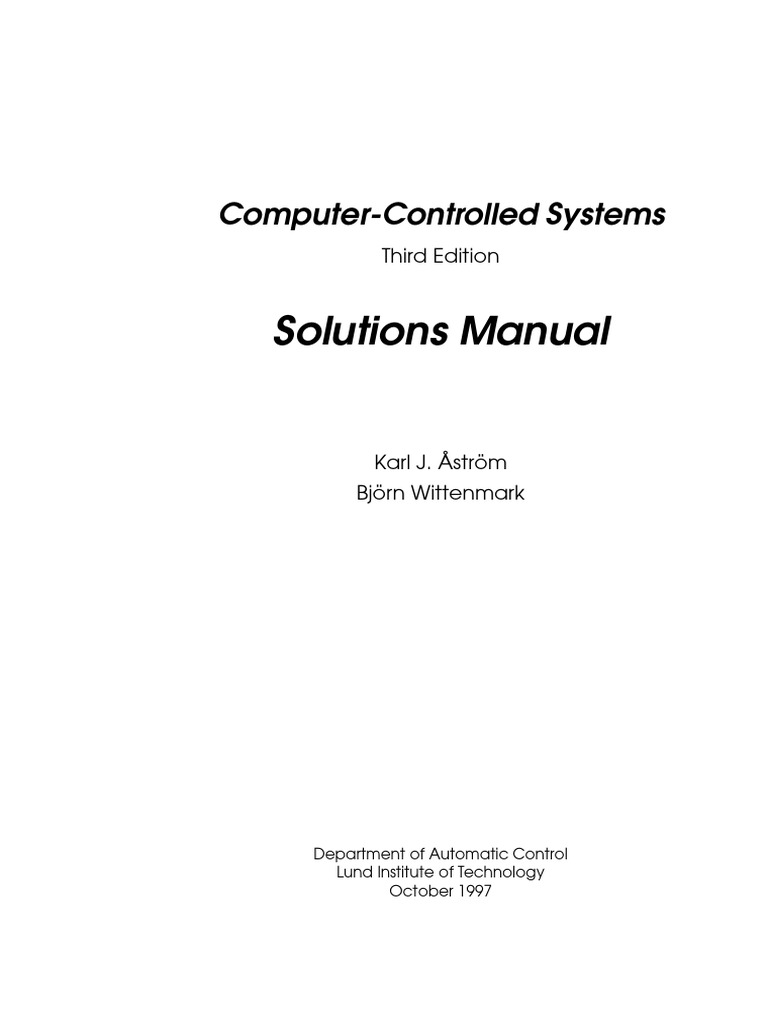Computer Controlled Systems 3rd 1997 Astrom Solutions | PDF | Functions ...
