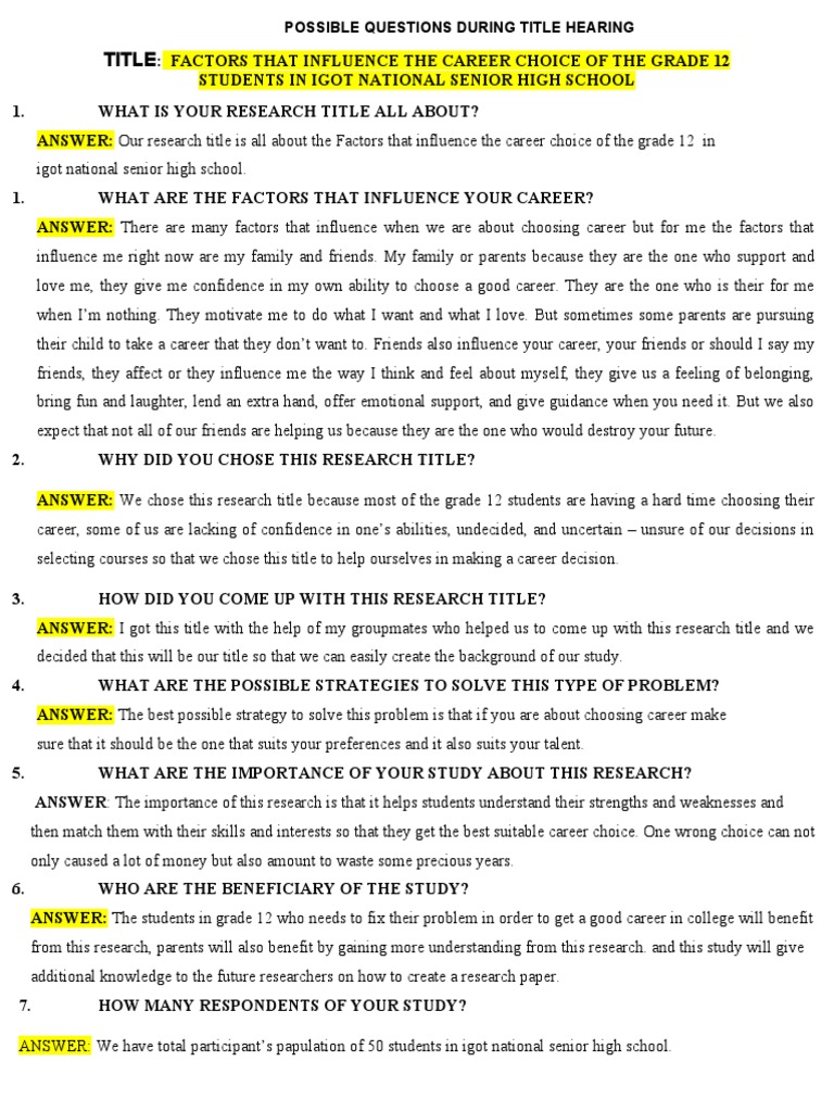 Possible Questions During Title Hearing | PDF | Communication ...