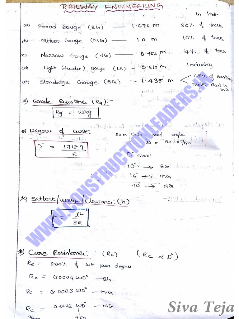 Railways & Airport Engineering GATE Short Notes | PDF