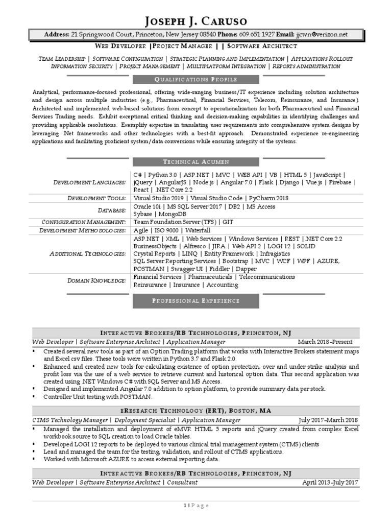 Dice Resume CV Joseph Caruso | PDF | Web Application | Share Point